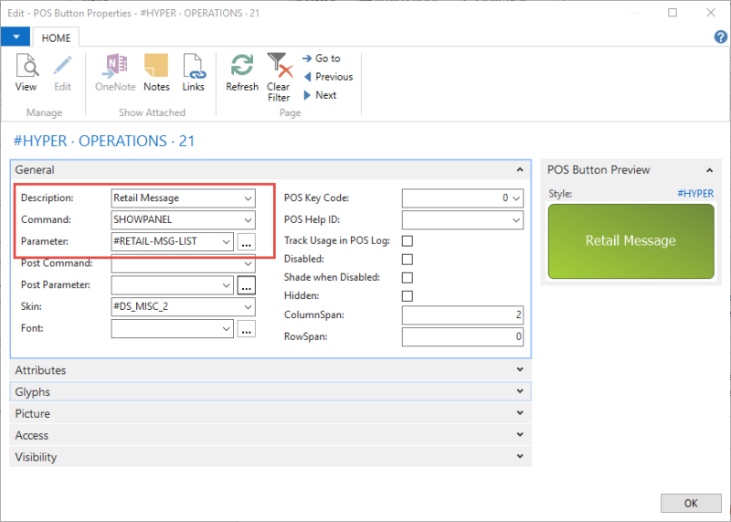 Retail Message Setup